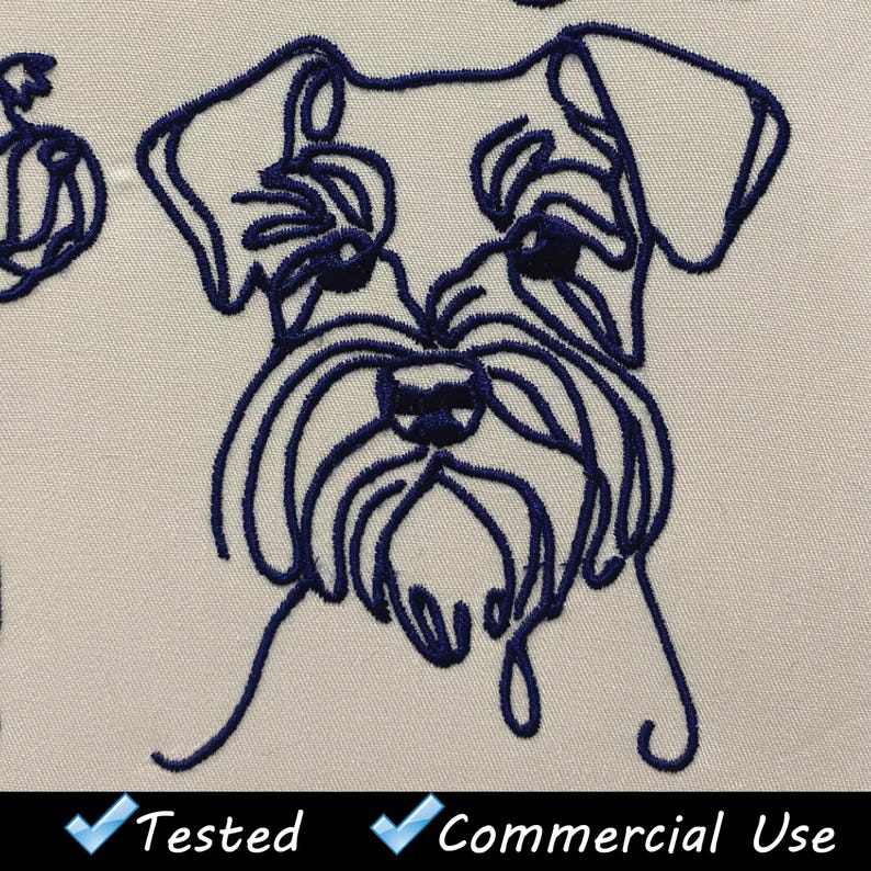 5 Embroidery Design Minimalist Miniature Schnauzer Line Art,dog Breed ...