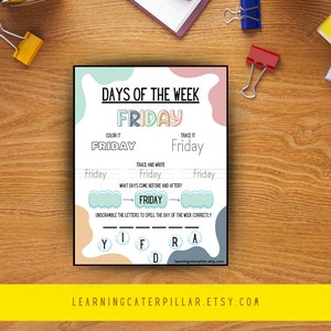 Kids Days of the Week Worksheet Fun Educational Activity for Toddlers ...