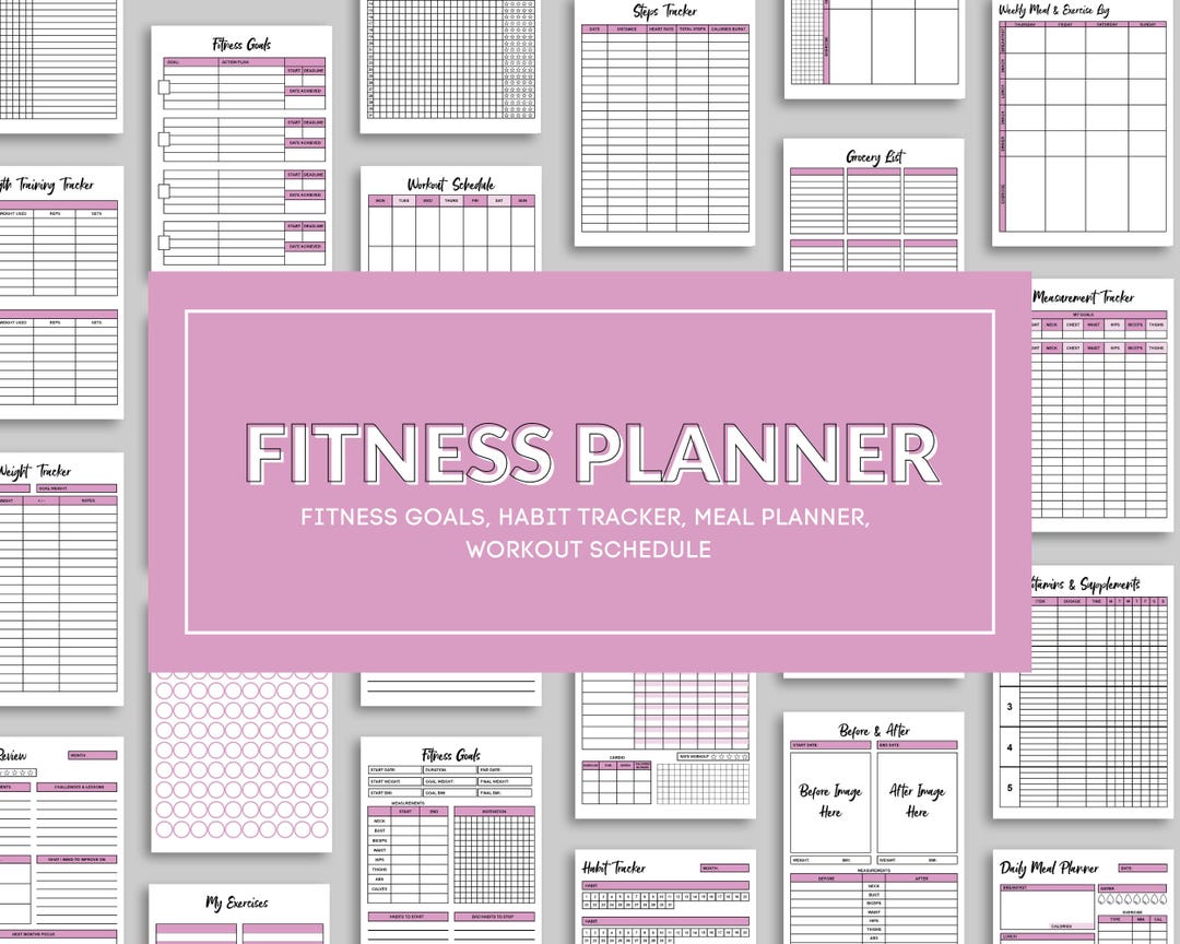Fitness Planner Printable, Weight Loss Tracker, Workout Plan, Wellness ...