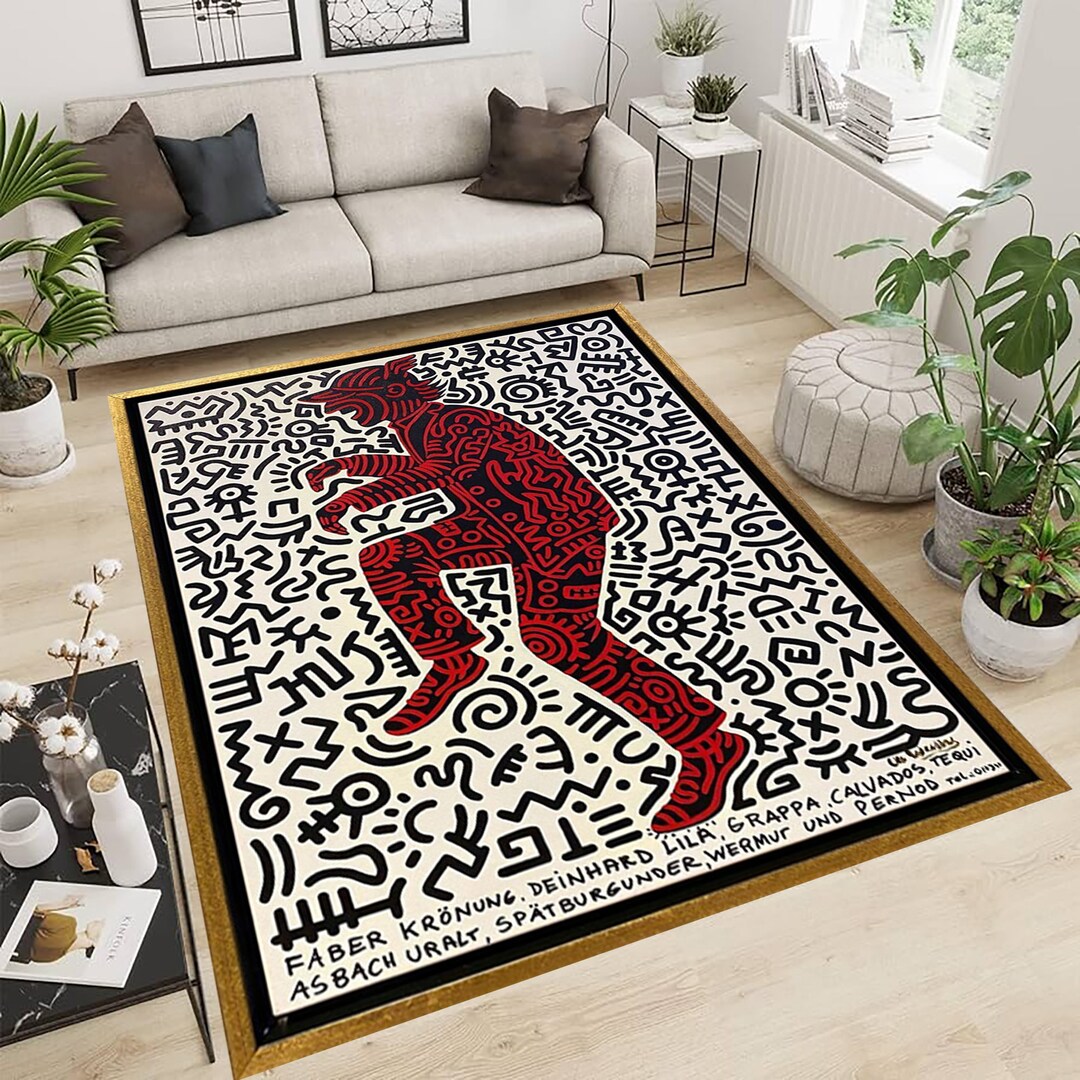 Keith Mans Rug,keith Haring Design,hare Design,home Decor Rug,living ...