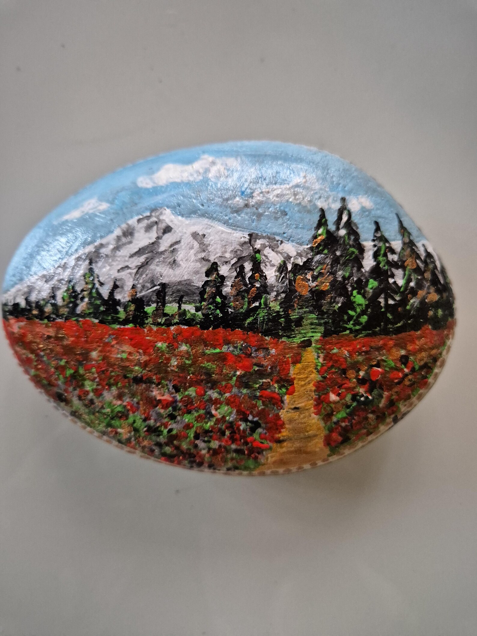 Mountain Landscape Painting Stone | Painted Rock | Hand Painted Acrylic ...