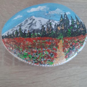 Mountain Landscape Painting Stone | Painted Rock | Hand Painted Acrylic ...