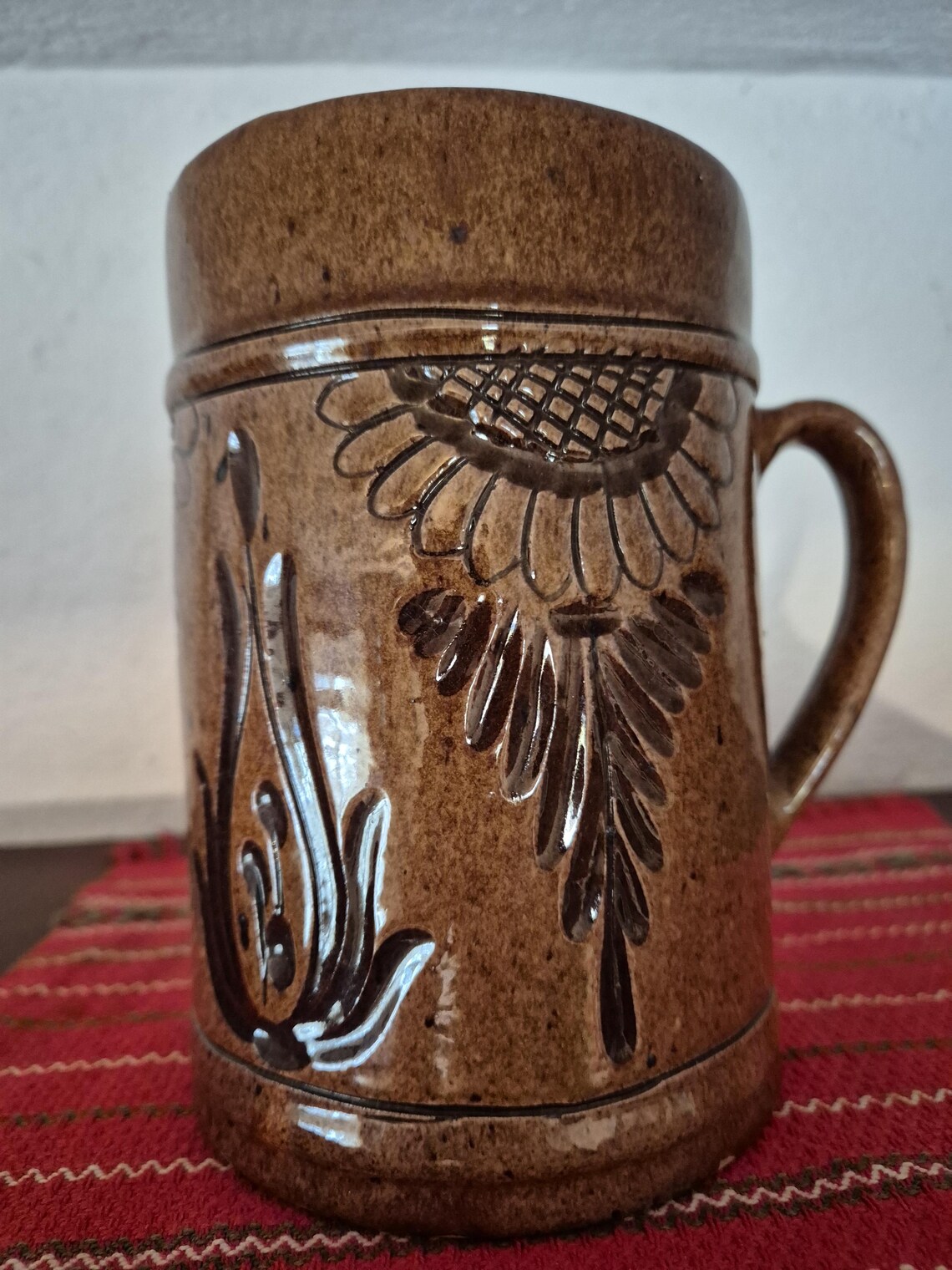 Vintage Romanian Ceramic Pitcher | Hand-engraved Rustic Pottery - Etsy