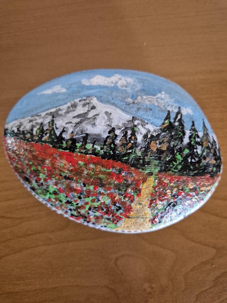 Mountain Landscape Painting Stone | Painted Rock | Hand Painted Acrylic ...