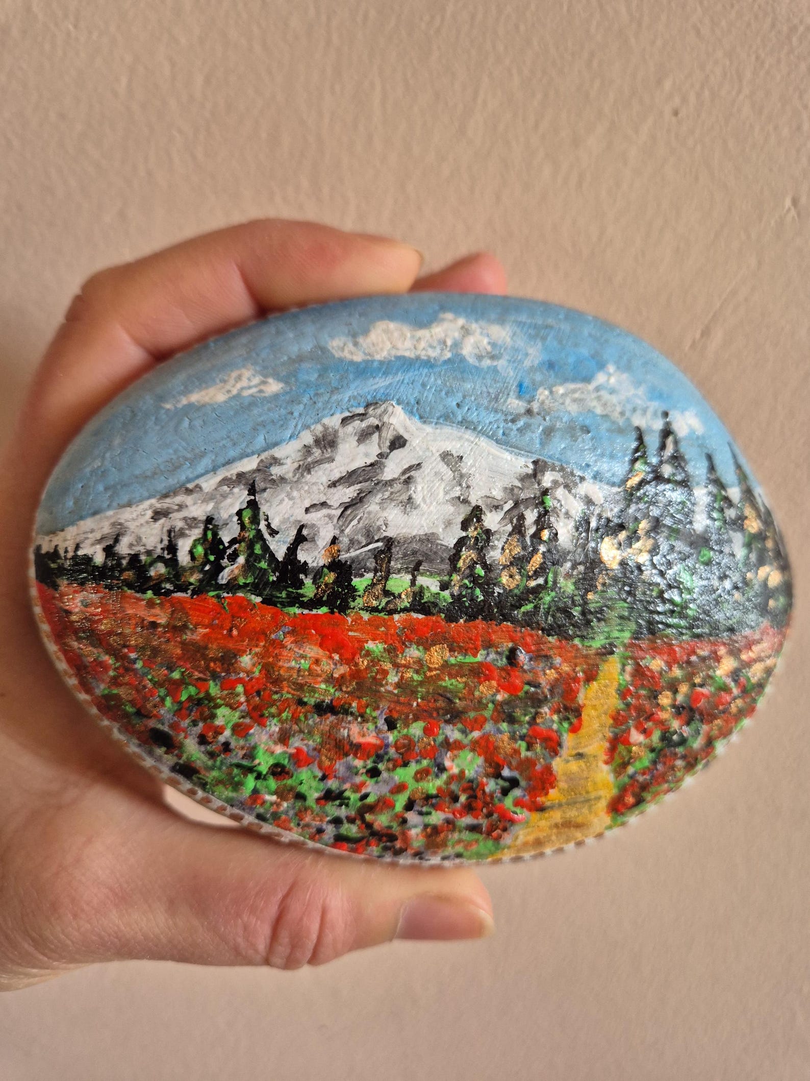 Mountain Landscape Painting Stone | Painted Rock | Hand Painted Acrylic ...