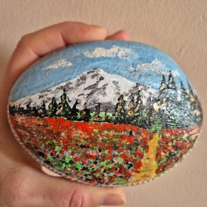 Mountain Landscape Painting Stone | Painted Rock | Hand Painted Acrylic ...