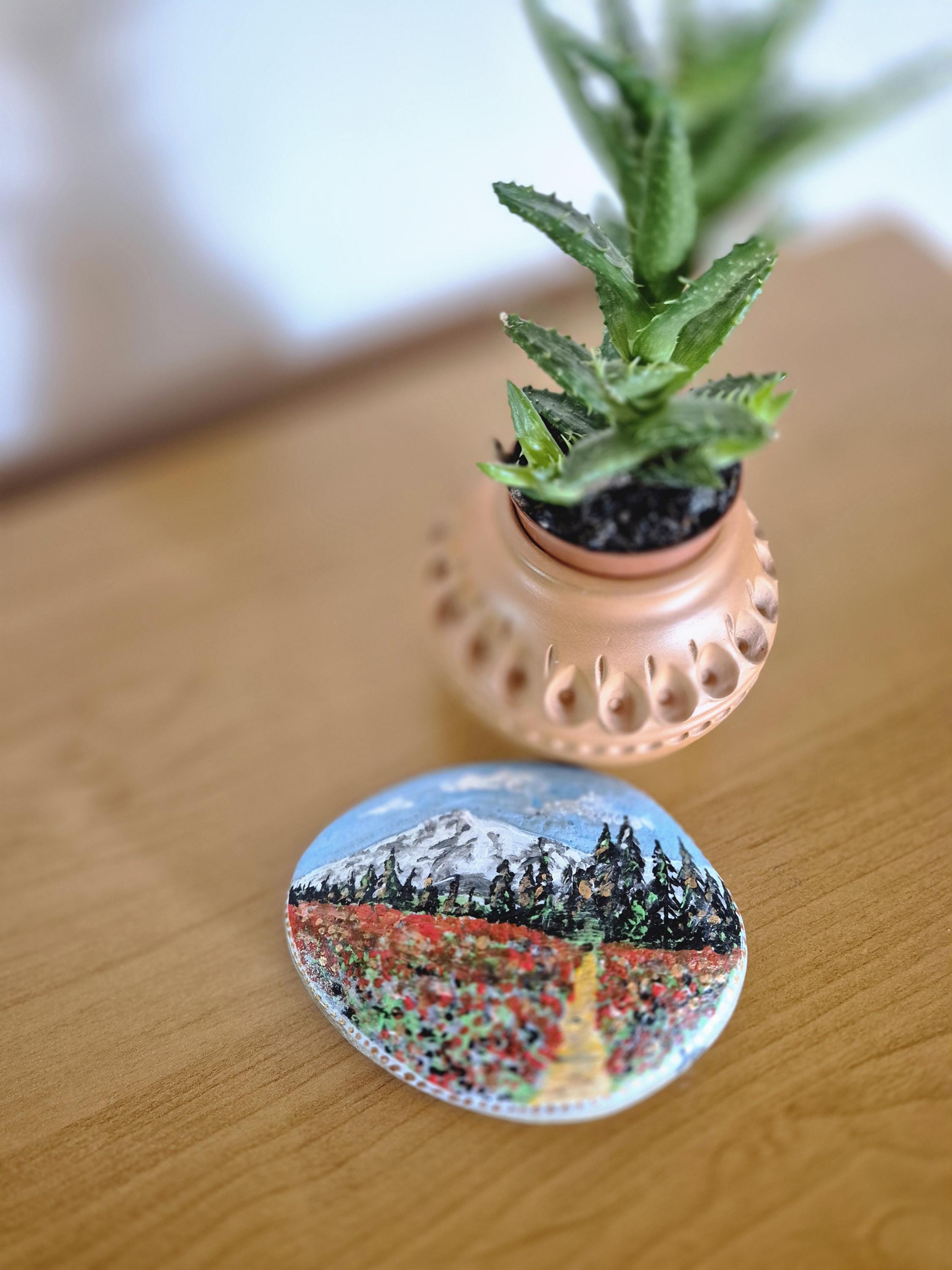 Mountain Landscape Painting Stone | Painted Rock | Hand Painted Acrylic ...