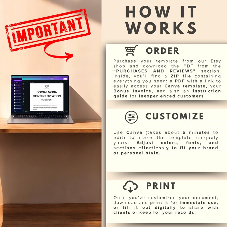Social Media Content Creation Contract Template | Editable Canva ...