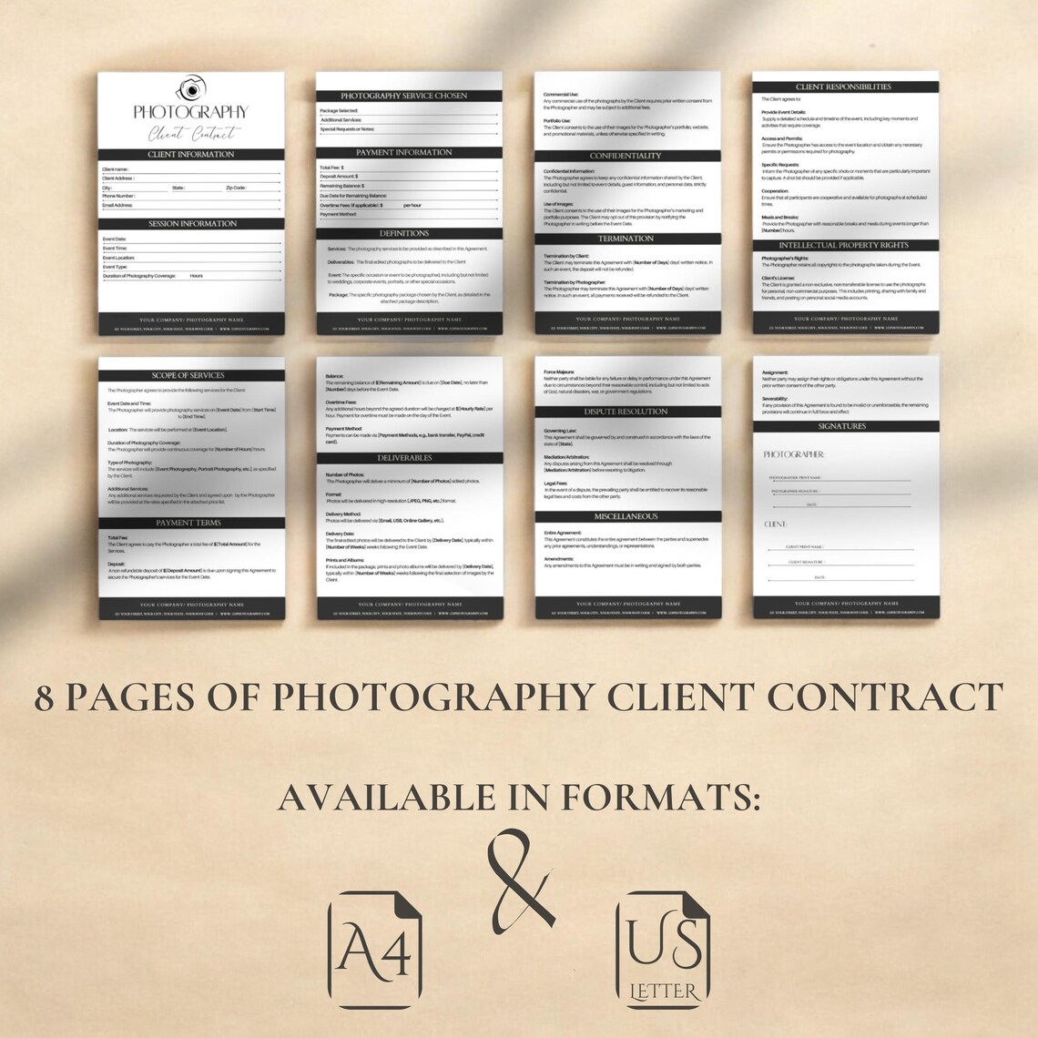 Photography Client Contract Template: Editable Canva Form (digital ...