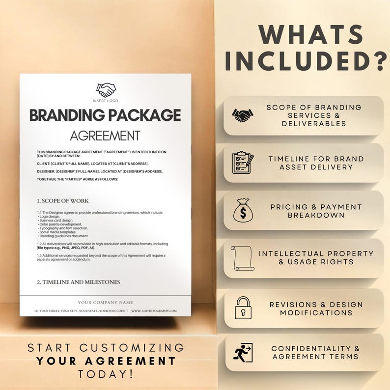 Branding Package Contract Template | Editable Canva Agreement for ...