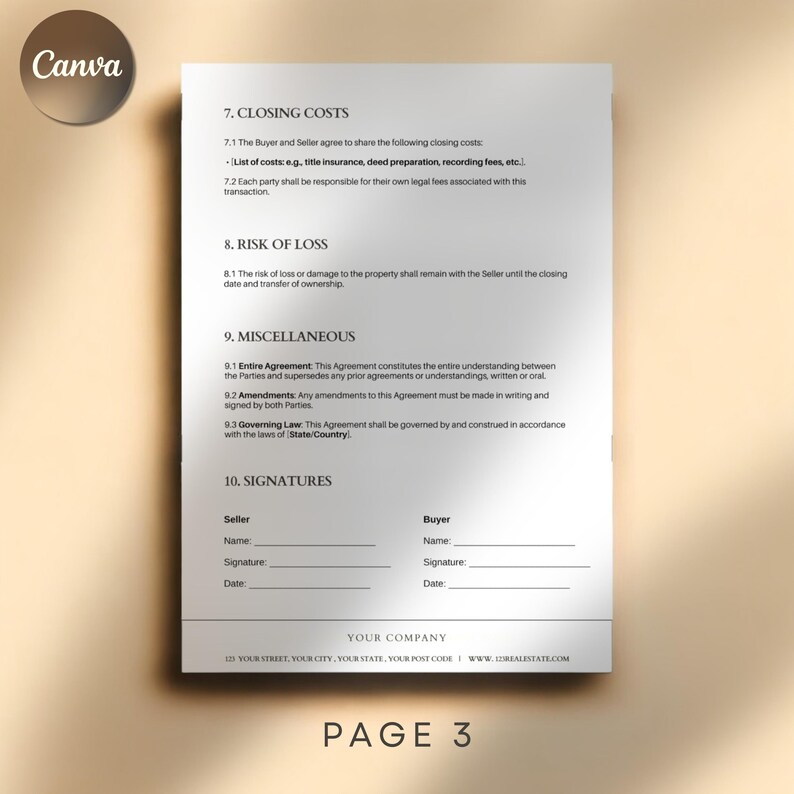 Editable Property Purchase Agreement Template | Real Estate Contract ...