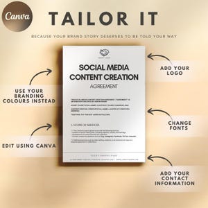 Social Media Content Creation Contract Template | Editable Canva ...