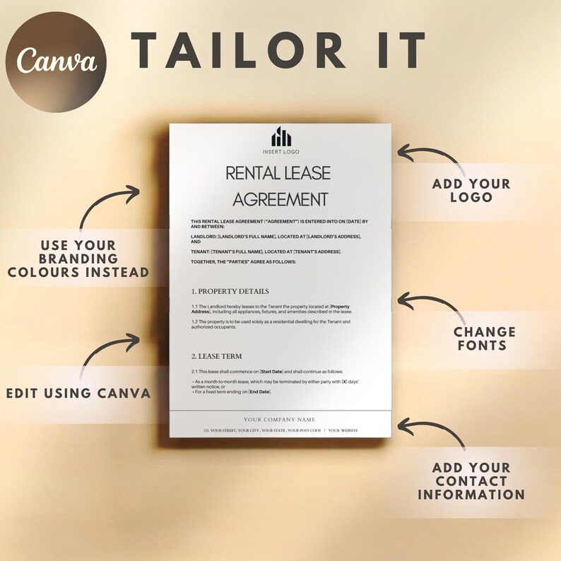 Editable Rental Lease Agreement Template | Professional Lease Contract ...