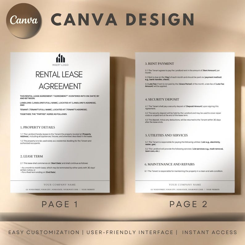 Editable Rental Lease Agreement Template | Professional Lease Contract ...