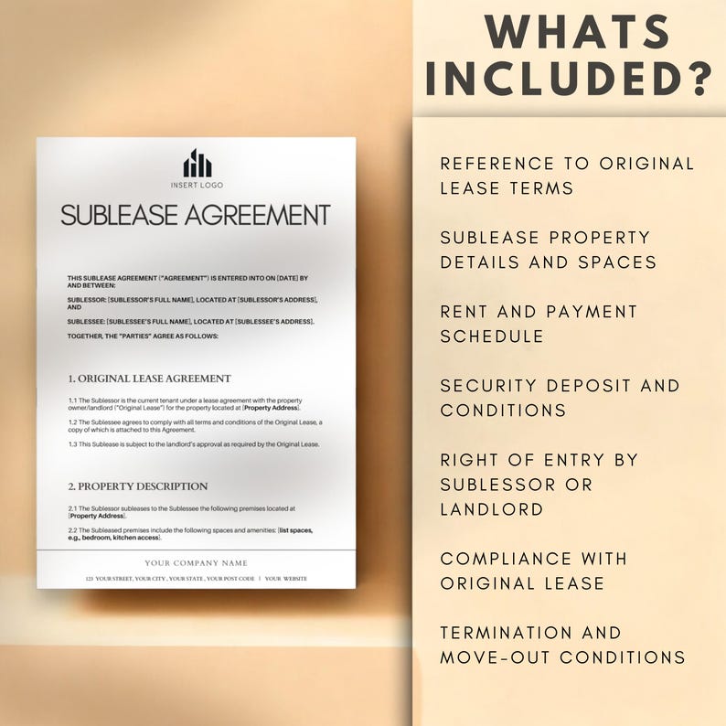 Editable Sublease Agreement Template | Digital Download for Tenants & Landlords | Canva and Word ...