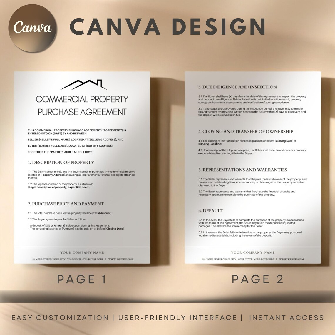 Commercial Property Purchase Agreement Template: Editable Contract ...