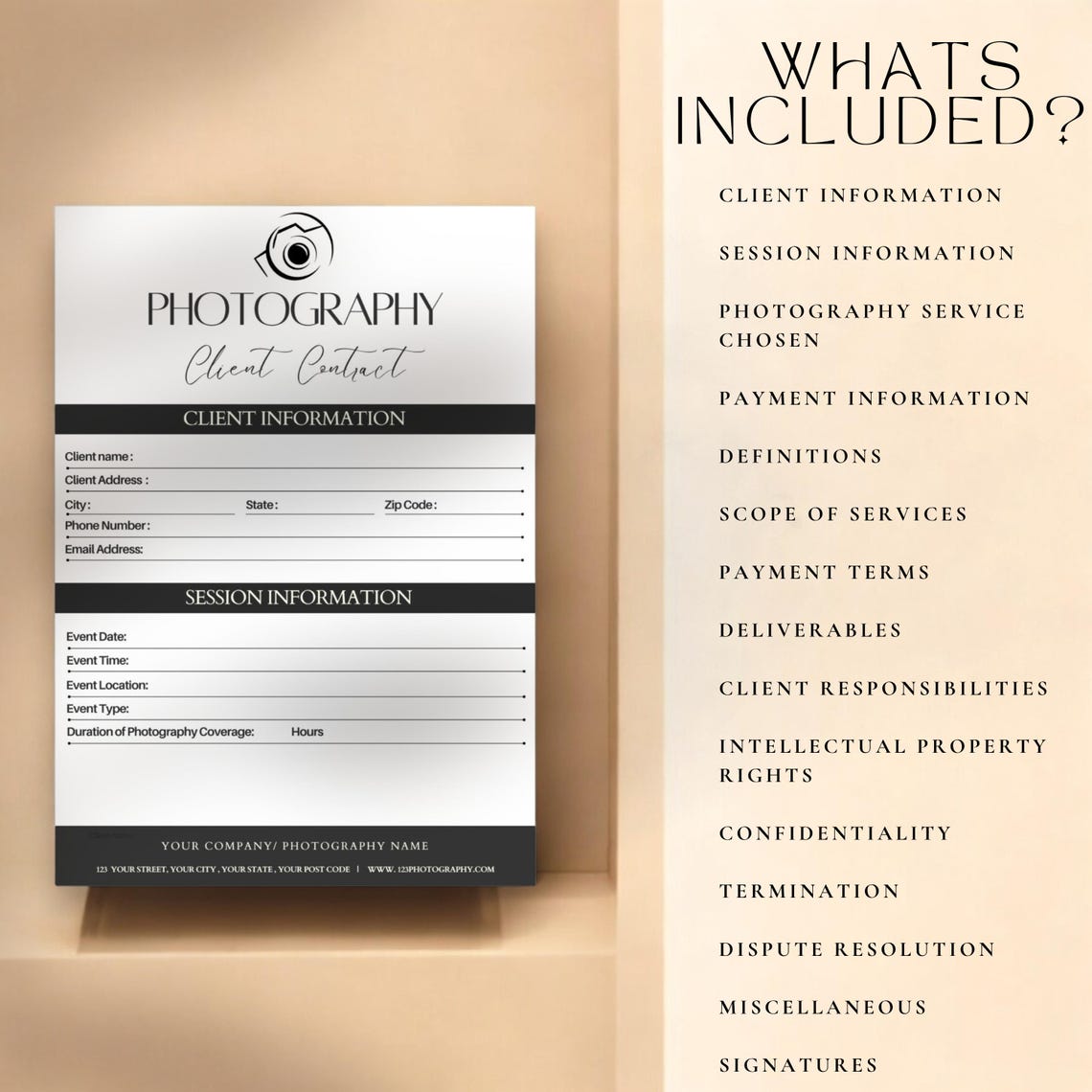 Photography Client Contract Template: Editable Canva Form (digital ...