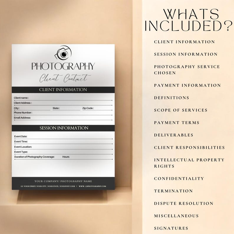 Photography Client Contract Template: Editable Canva Form (digital ...