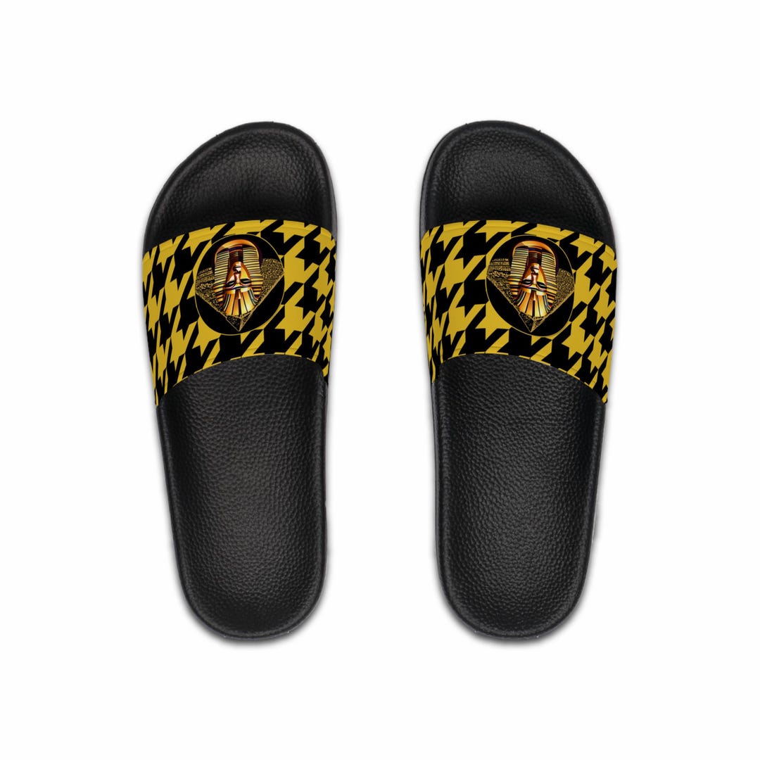 Alpha Inspired Men's Slide Sandals: Black & Gold Fraternity Gift - Etsy