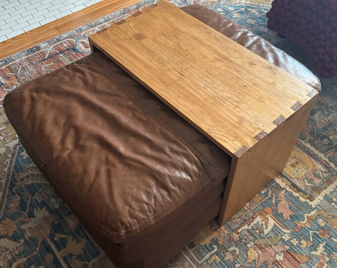 Ottoman Coffee Table on Wheels, Walnut Custom Ottoman Tray, Solid Wood ...