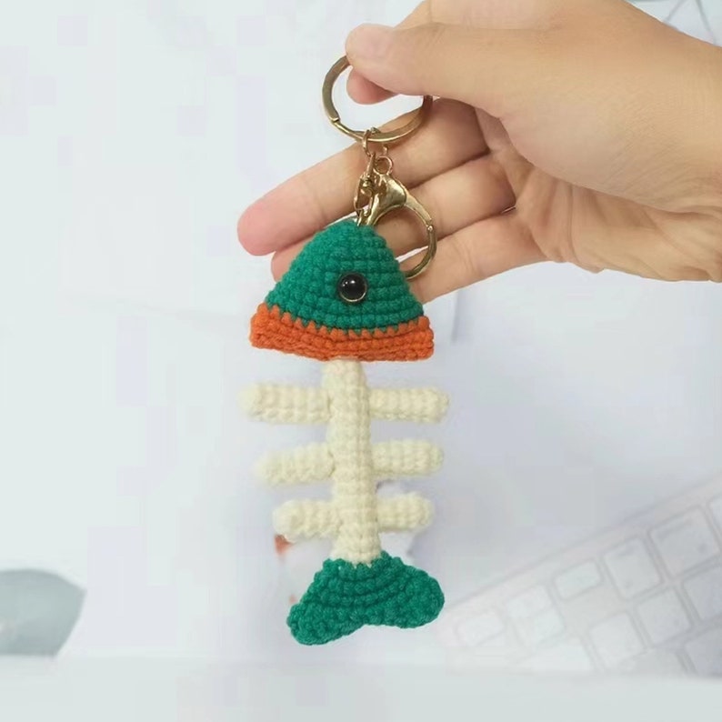 Crochet Fish Bones Pattern Dead Fish Amigurumi Keychain Fish Bone Crochet Cat Toy Funny Gifts ...
