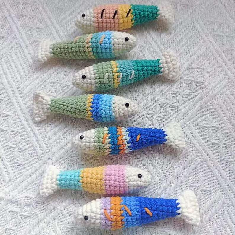 Crochet Sardine Pattern, Amigurumi Fish Keychain (PDF Tutorial) - Etsy ...