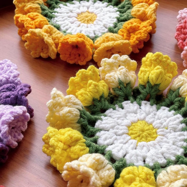 CROCHET PATTERN Flower Coaster Floral Bouquet for Home Decor - Instant ...