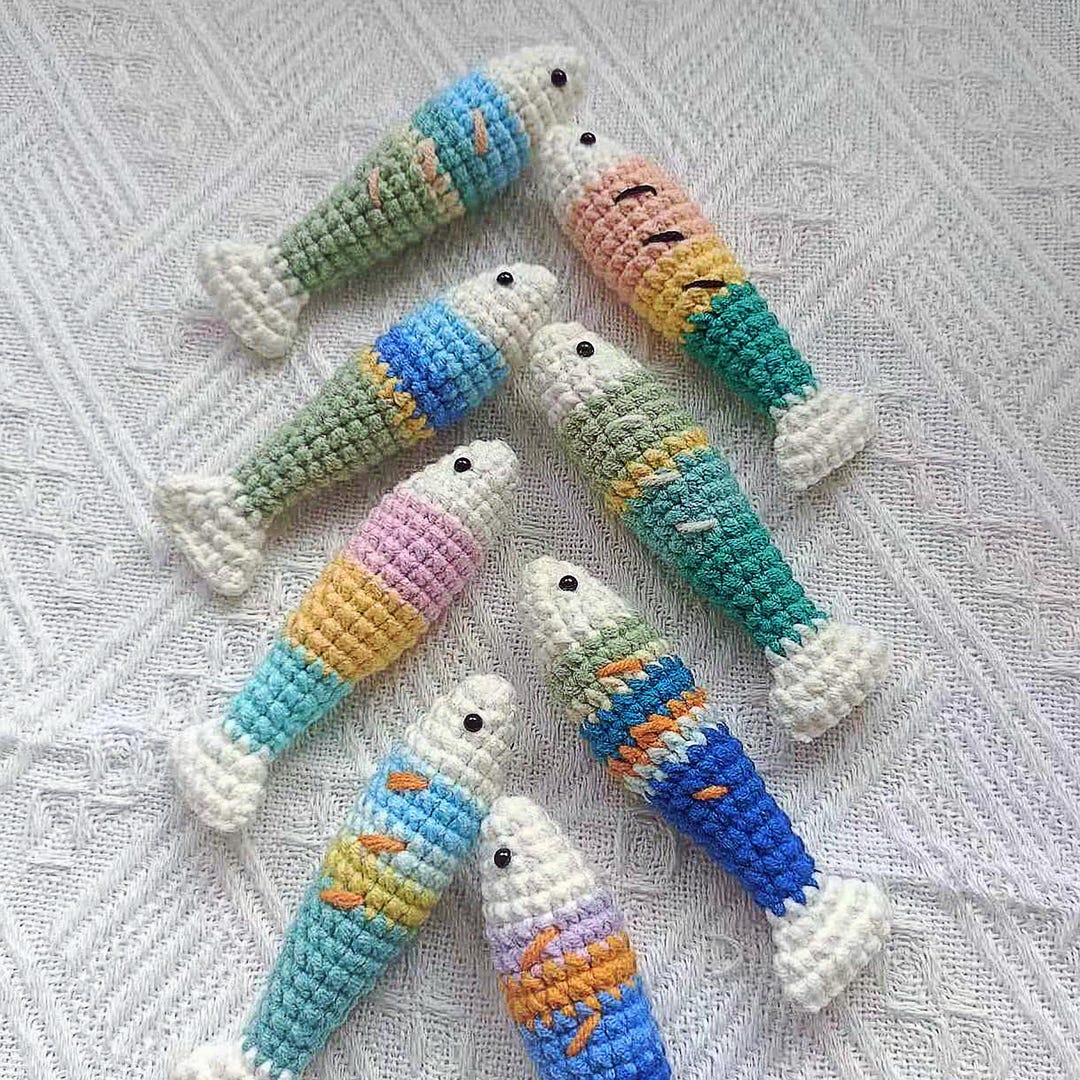 Crochet Fish Pattern Fish Amigurumi Keychain Cute Cat Toy Sardines ...