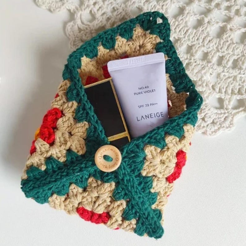 Granny Square Card Holder Crochet Pattern, Crochet Wallet Pattern ...