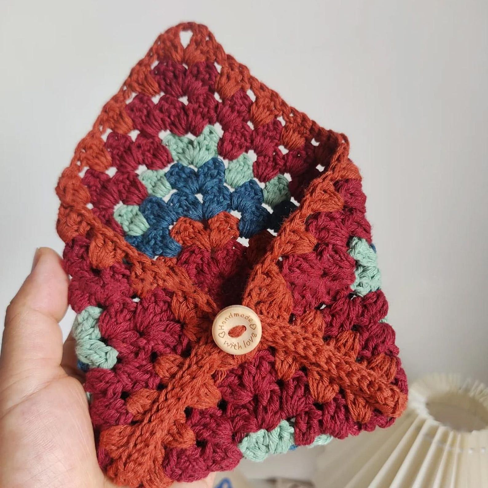Granny Square Card Holder Crochet Pattern, Crochet Wallet Pattern ...