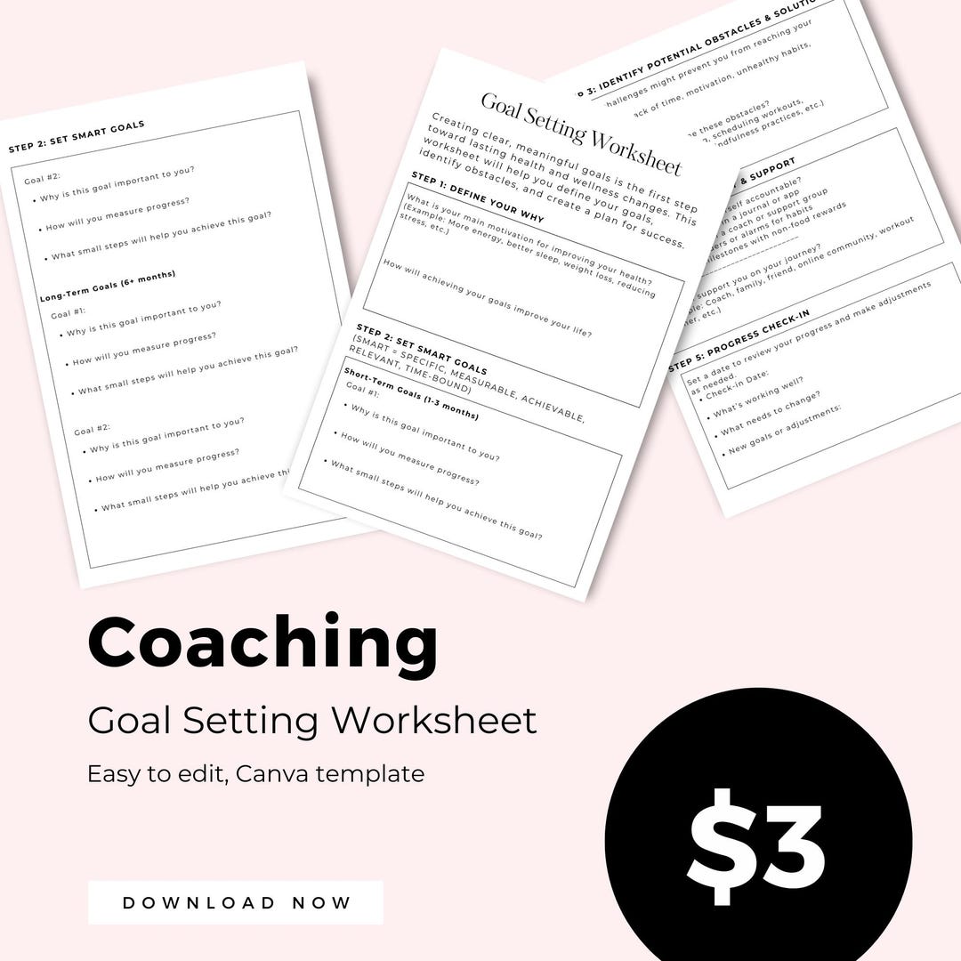 Editable Goal Setting Form for Health Coaches - Etsy