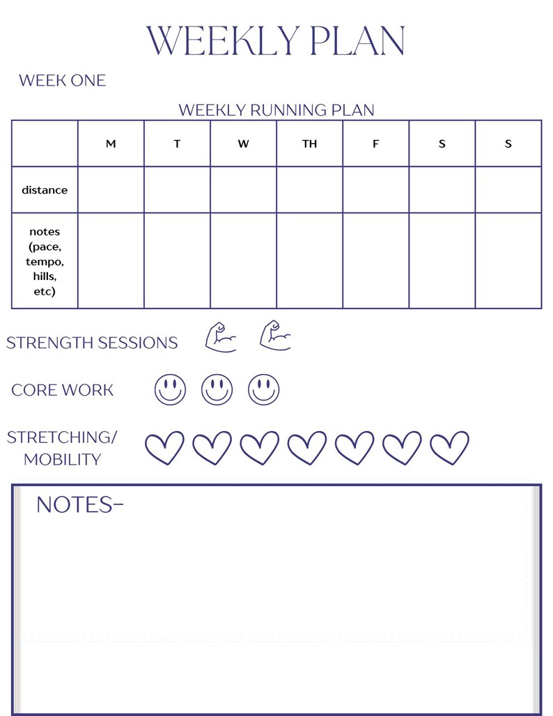Printable Marathon Training Planner | Running Log & Schedule - Etsy