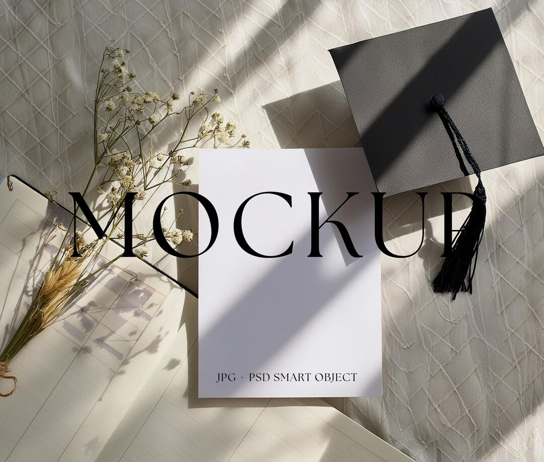 Graduation Invitation Mockup: 5x7 Card, Neutral Theme (PSD & JPG) - Etsy