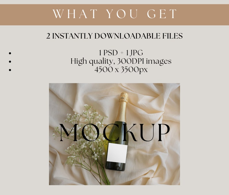 Champagne Label Mockup, Wine Label Mockup, 4x3.5 Champagne Label Mock ...