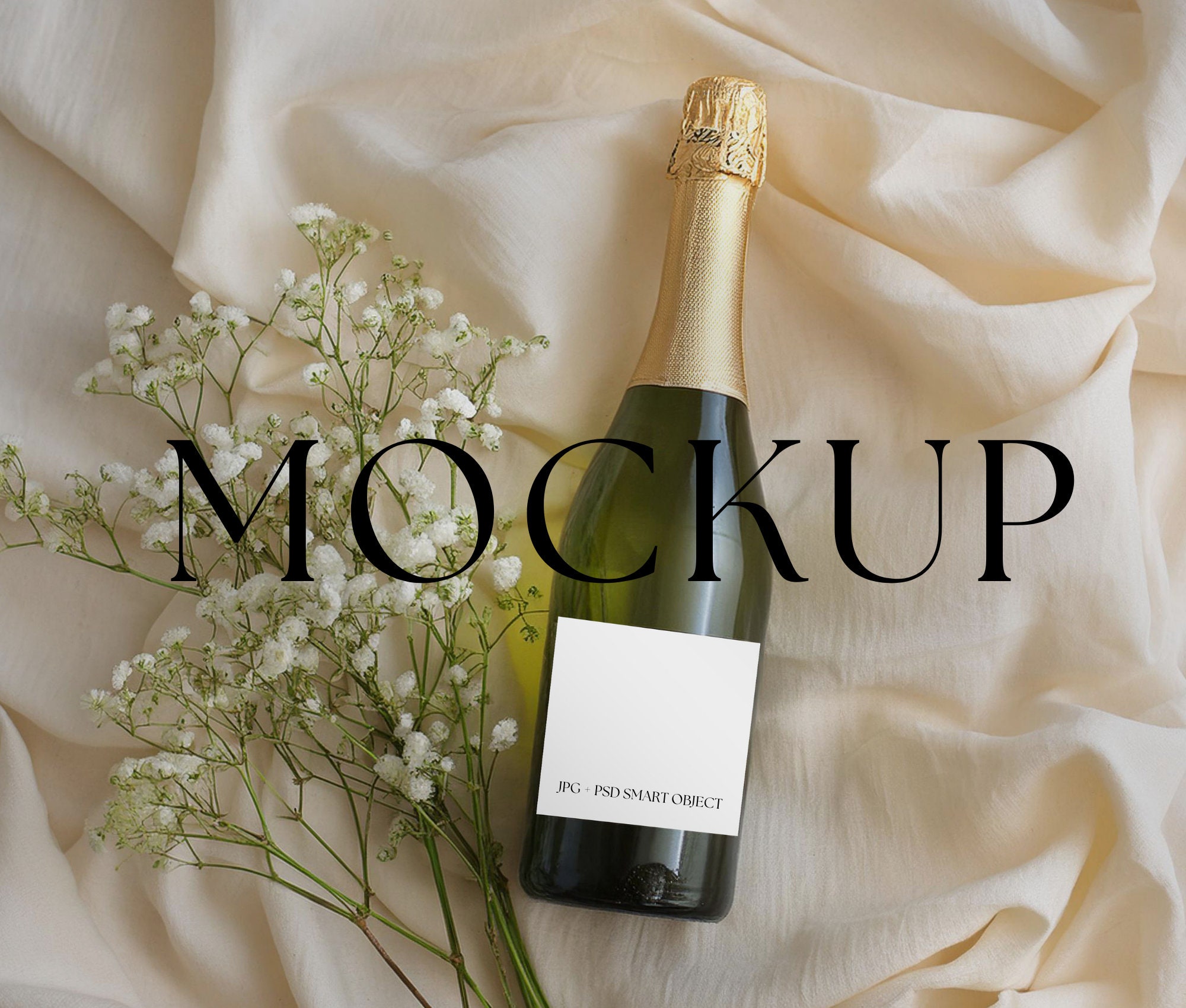 Champagne Label Mockup, Wine Label Mockup, 4x3.5 Champagne Label Mock ...
