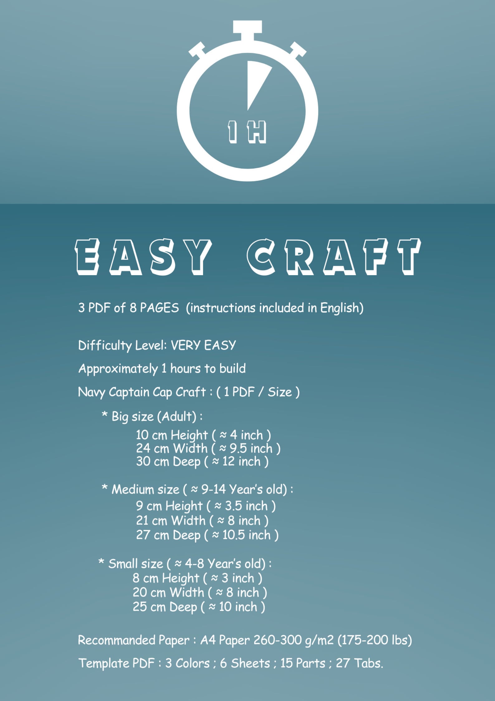 DIY Model Navy Captain Cap Papercraft 3D Creative Hobby PDF Template ...