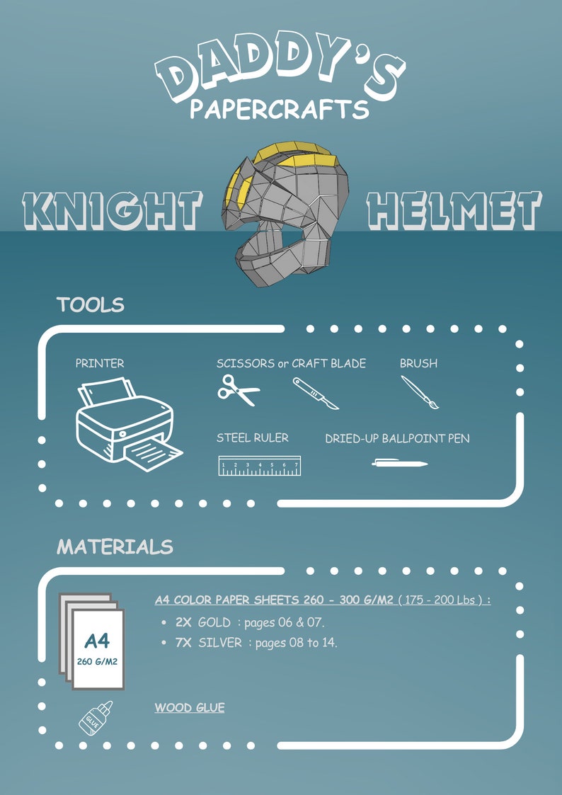 DIY Knight Helmet Model Papercraft 3D Creative Hobby PDF Template Mask ...