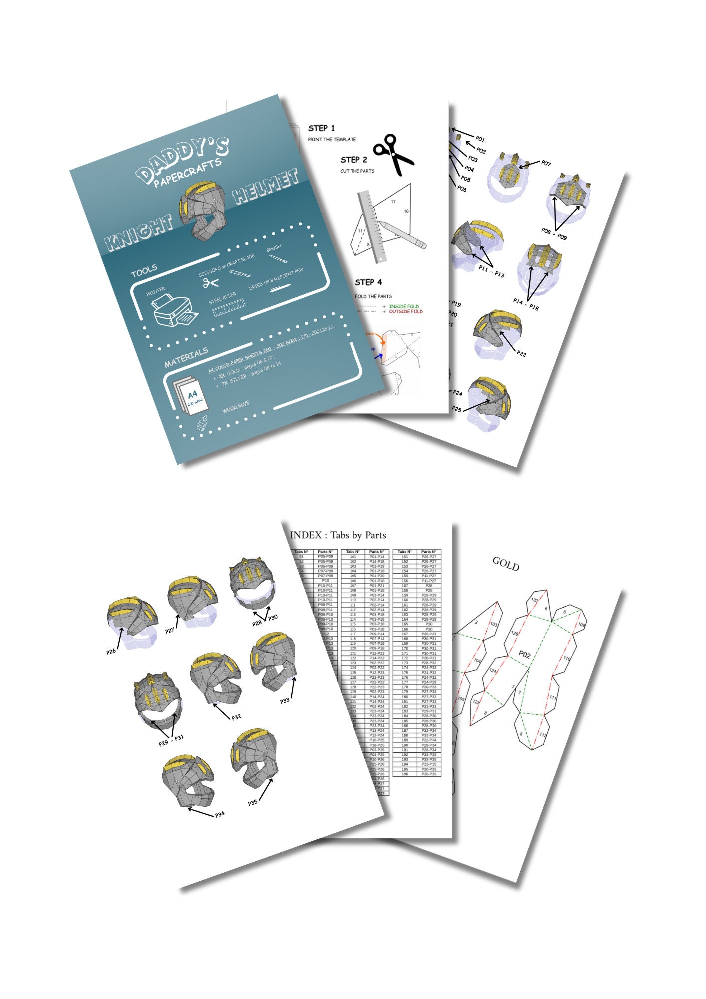 DIY Knight Helmet Model Papercraft 3D Creative Hobby PDF Template Mask ...