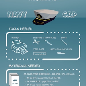 DIY Model Navy Captain Cap Papercraft 3D Creative Hobby PDF Template ...