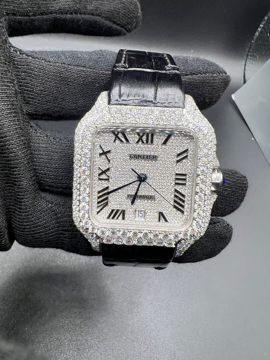 Moissanite Diamond Watch, Handmade Hip Hop Watches, Gift for Him, Iced ...