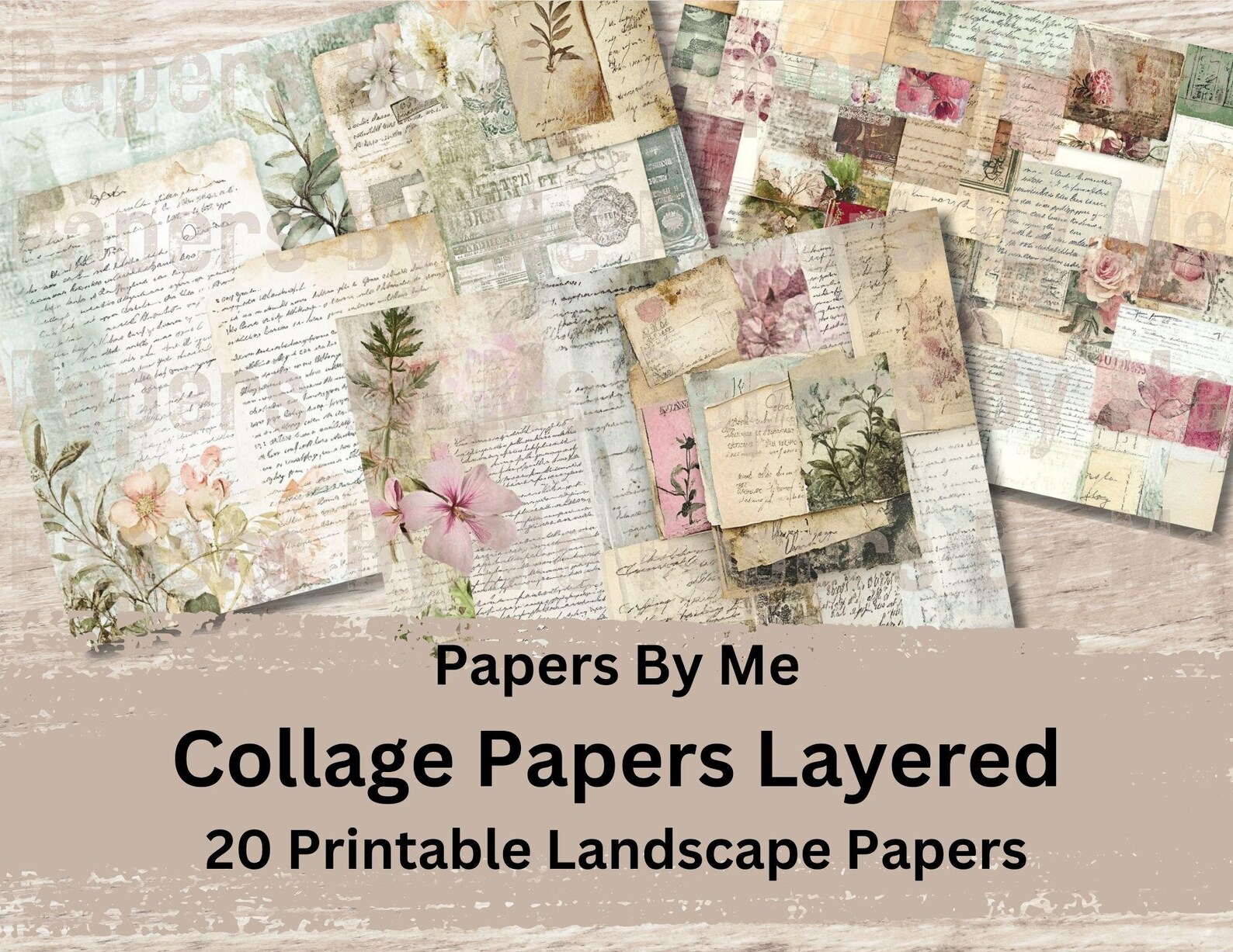Shabby Chic Collage Junk Journal Decoupage Digital Paper Printable ...