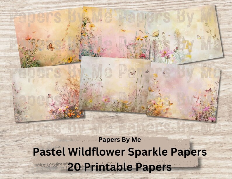 Pastel Wildflower Sparkles Printable Decoupage Background Papers Junk ...