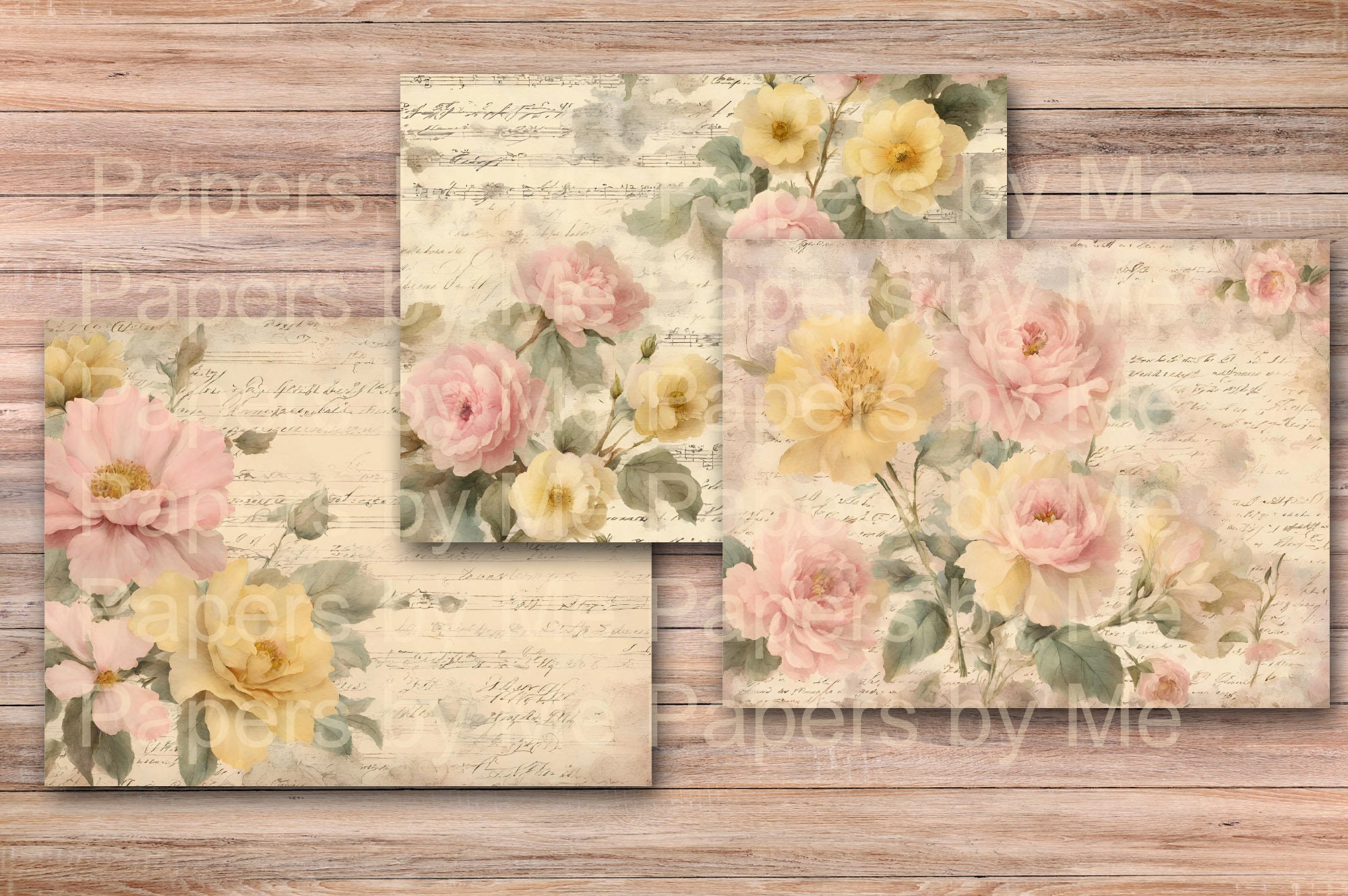 Shabby Floral Junk Journal Papers Printable Digital Scrapbook Collage ...
