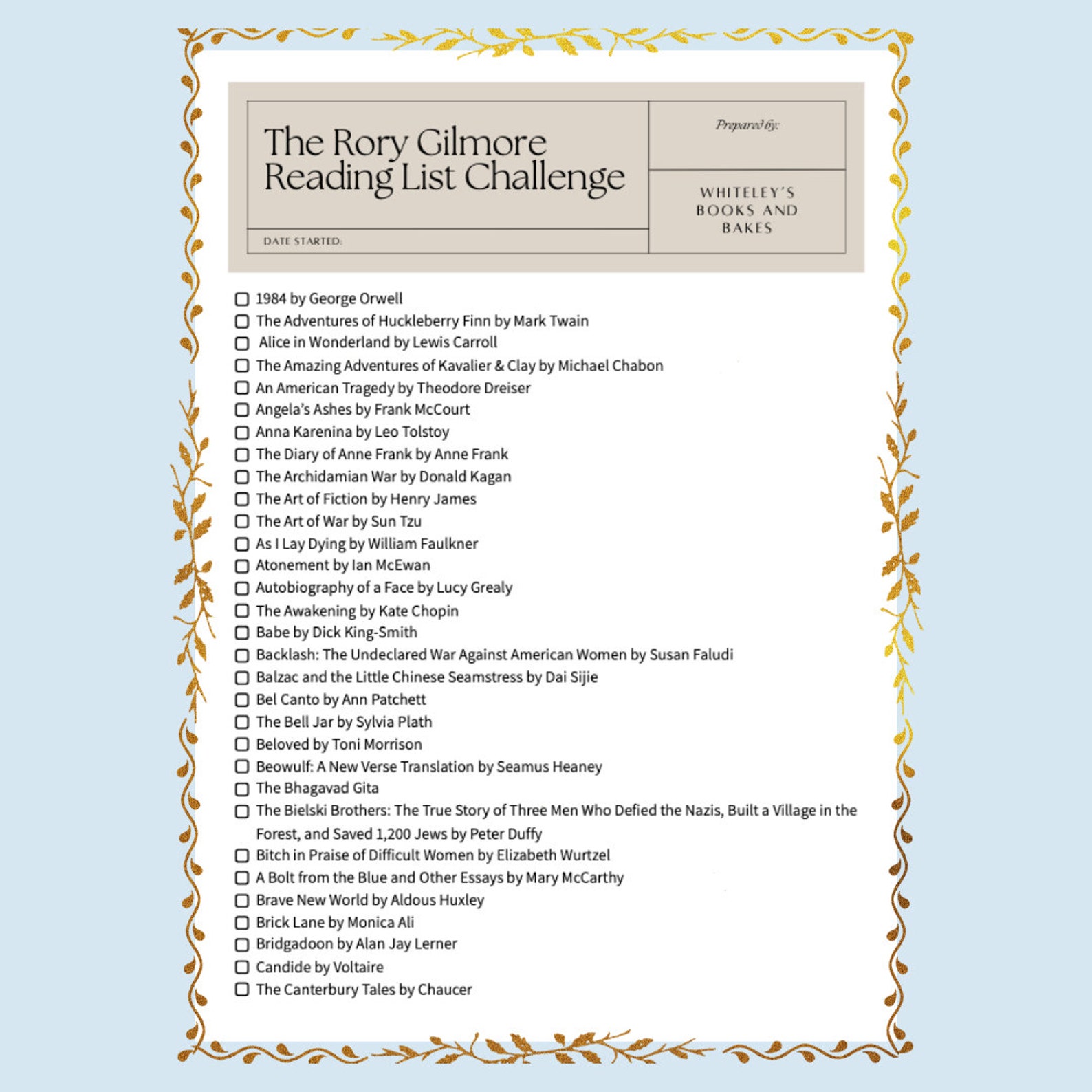 The Rory Gilmore Reading List, the Rory Gilmore Reading Challenge ...