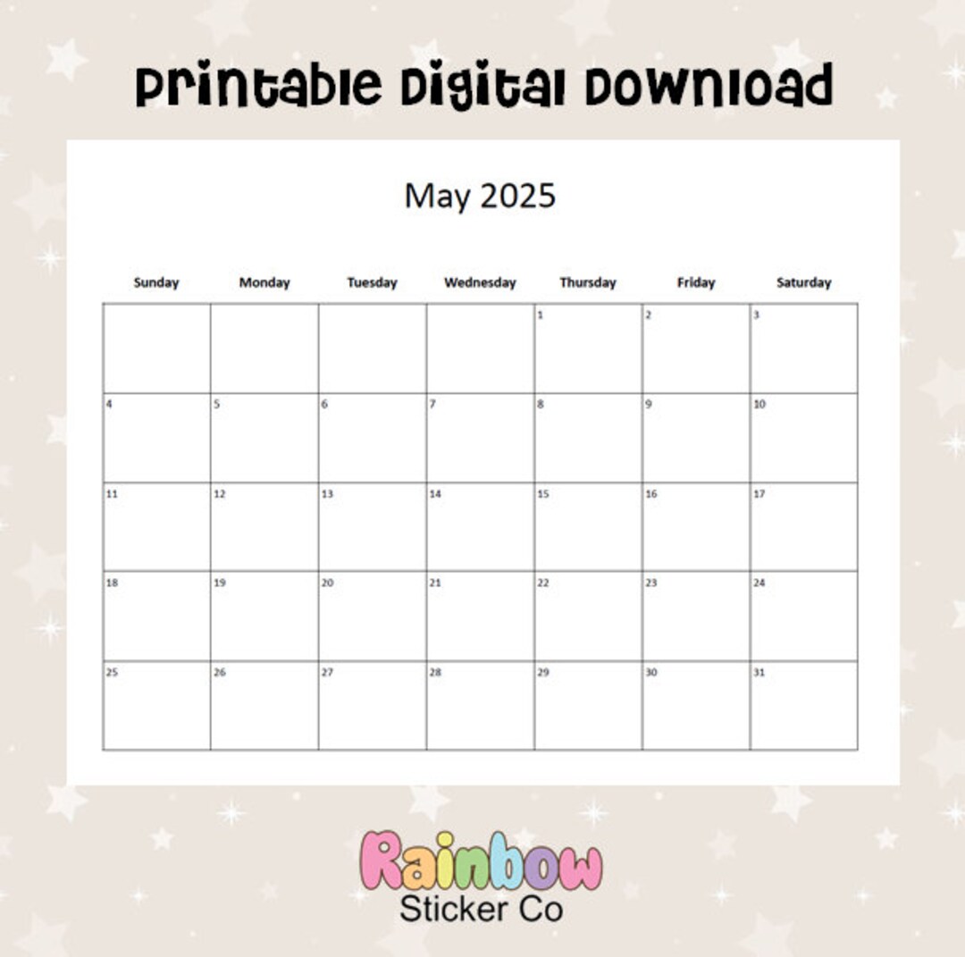 Printable May 2025 Monthly Calendars, Minimalist Design, Editable May ...