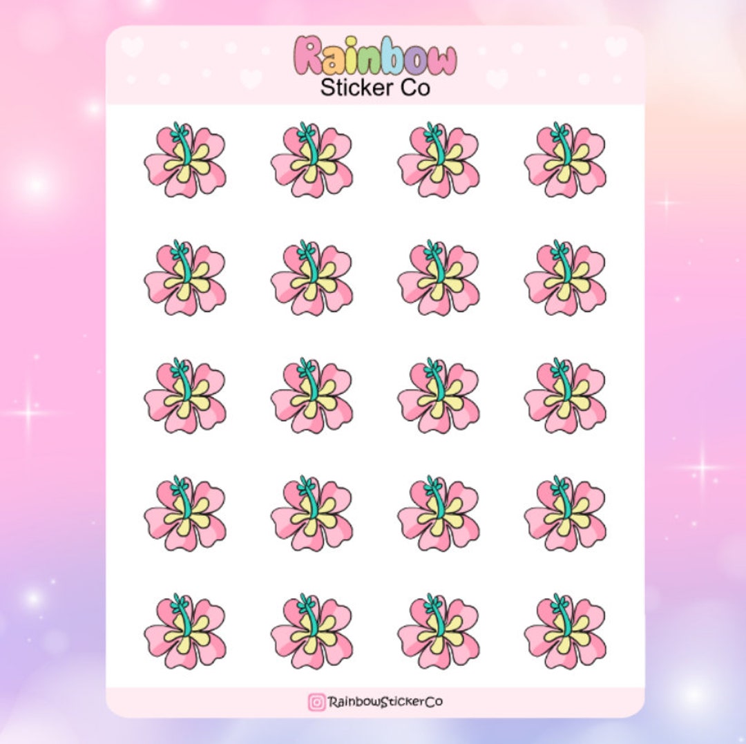 Hawaiian Hibiscus Flower Stickers, Cute Kawaii Stickers, Summer ...
