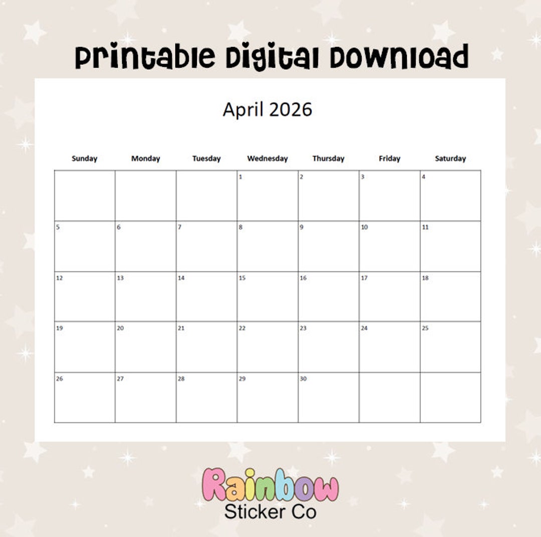 Printable April 2026 Monthly Calendars, Minimalist Design, Editable ...