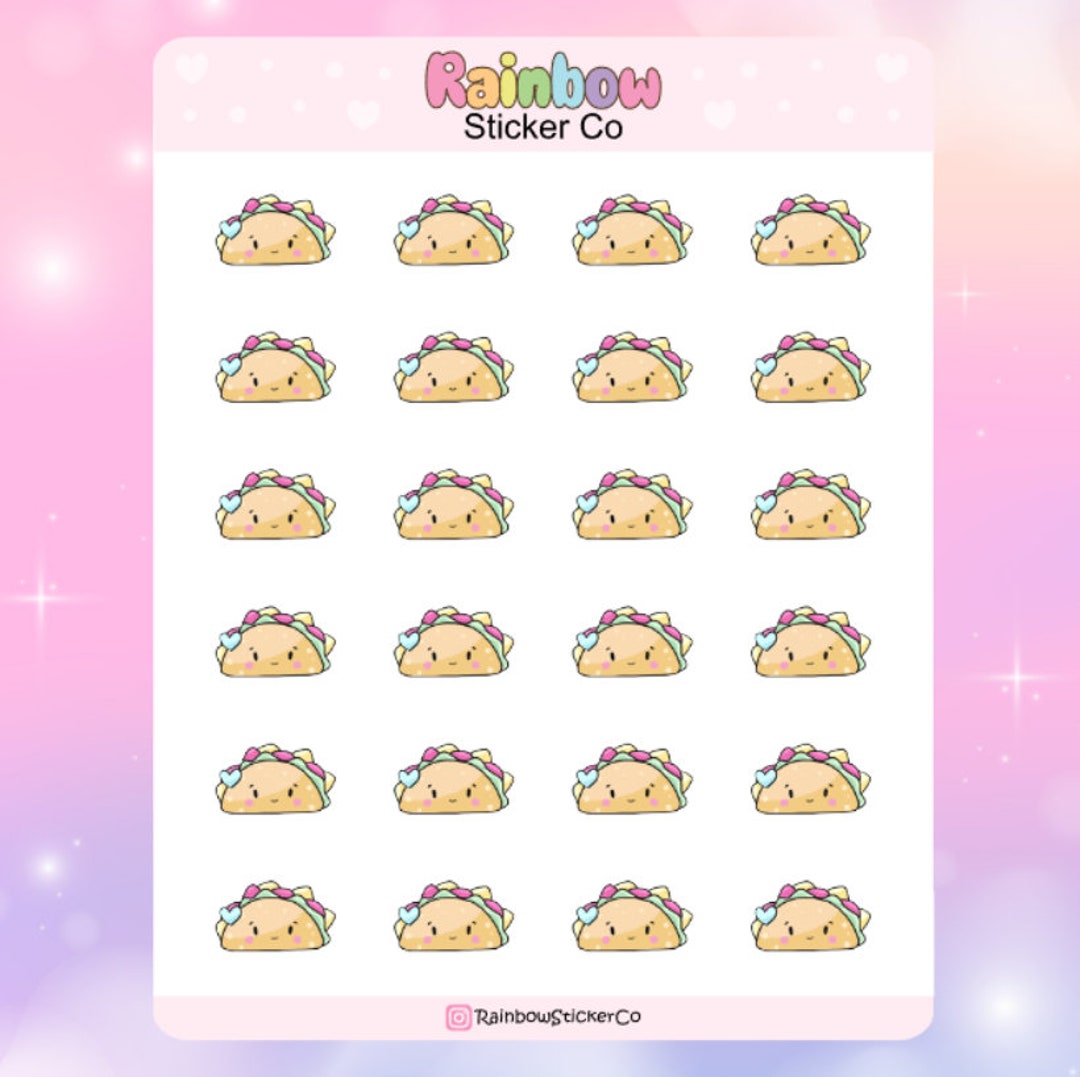 Taco Planner Stickers, Cute Kawaii Stickers, Taco Stickers, Taco ...