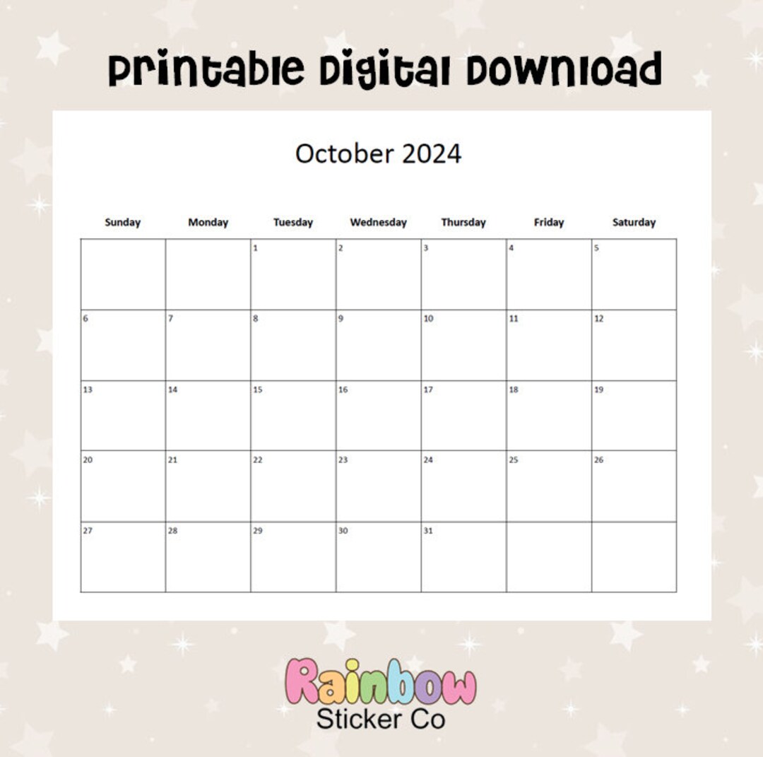 Printable October 2024 Monthly Calendars, Minimalist Design, Editable ...