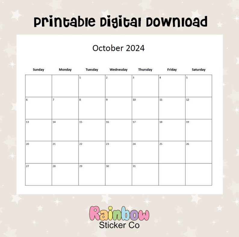 Printable October 2024 Monthly Calendars, Minimalist Design, Editable ...
